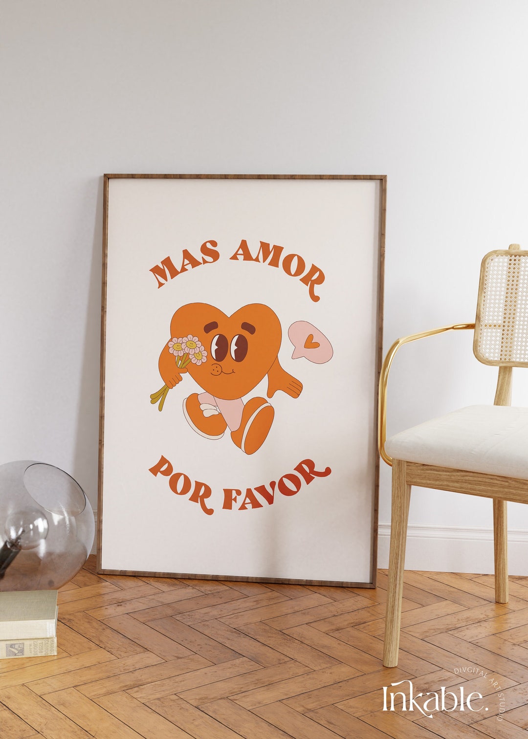 Mas Amor Por Favor Print, Digital Download Retro Love Print, Large ...