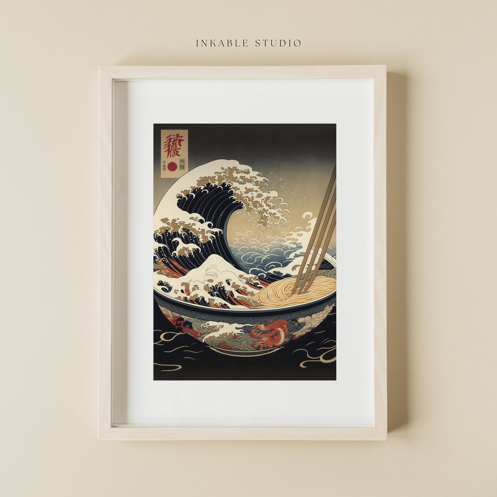 Ukiyo-e Ramen Bowl Printable Art Print: Great Wave off Kanagawa ...