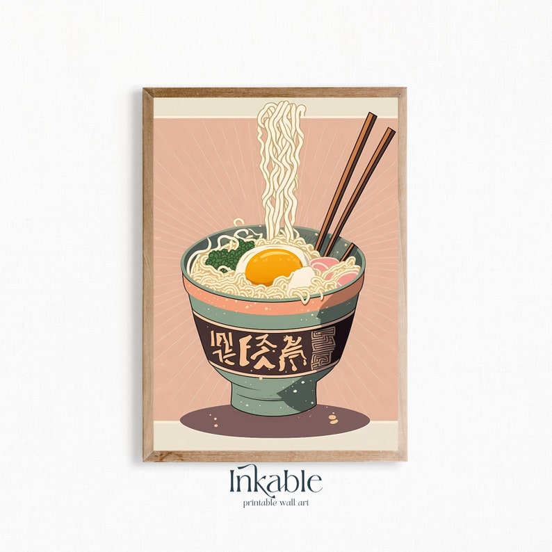 Vintage Japanese Ramen Print Illustration PRINTABLE Wall Art - Etsy