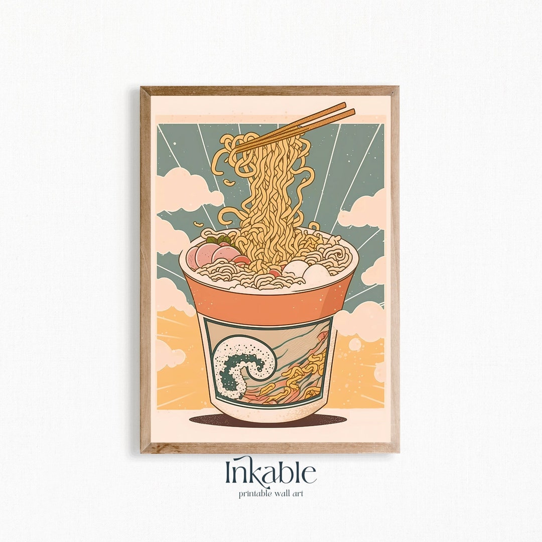 Retro Japanese Ramen PRINTABLE Wall Art Ramen Print - Etsy