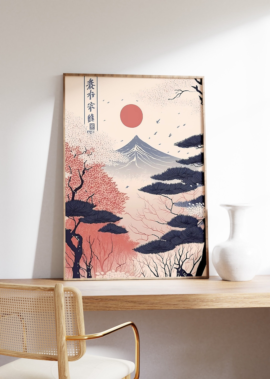 Japanese Retro INSTANT DOWNLOAD Print With Sunset in Mount Fuji and ...
