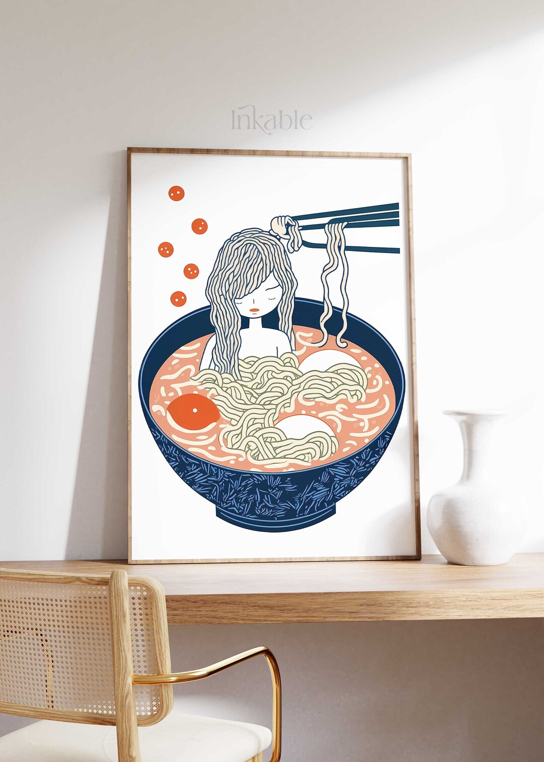 Japanese RAMEN PRINT Printable, Ramen Bowl Poster by Inkable, Ukiyo-e ...