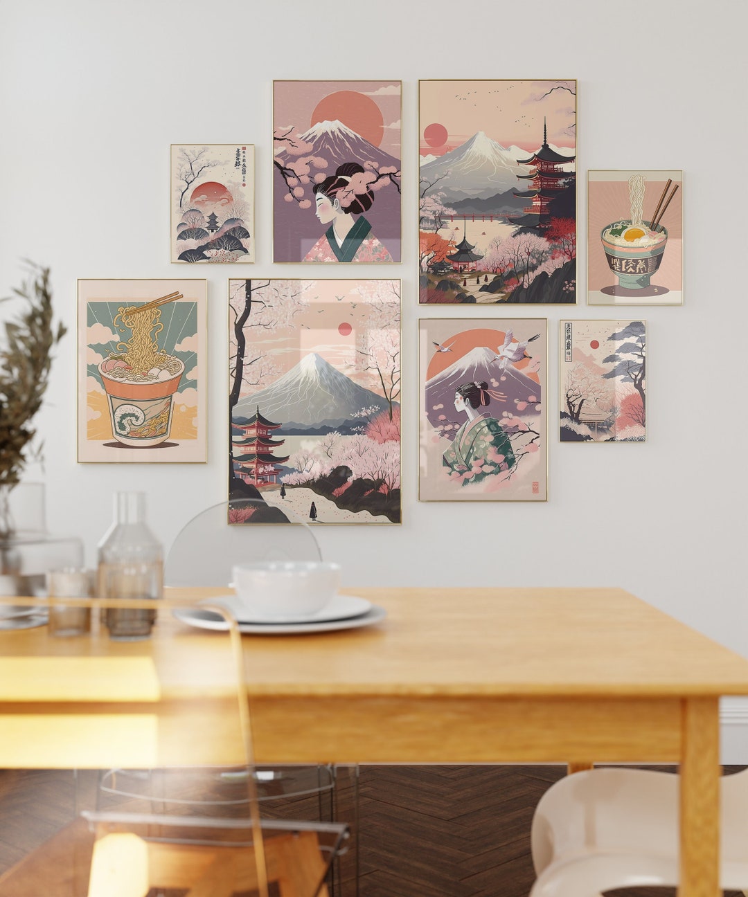 Japanese Gallery Wall Art Set of 8 Prints, PRINTABLE Japanese Vintage ...