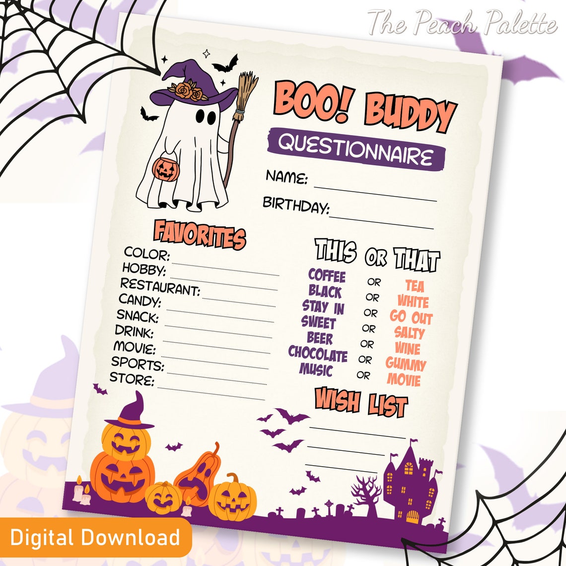 Boo Buddy Basket Questionnaire Printable, Halloween Gift Exchange ...