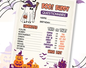 Printable Boo Buddy or Buddies Basket Questionnaire, Halloween Gift ...