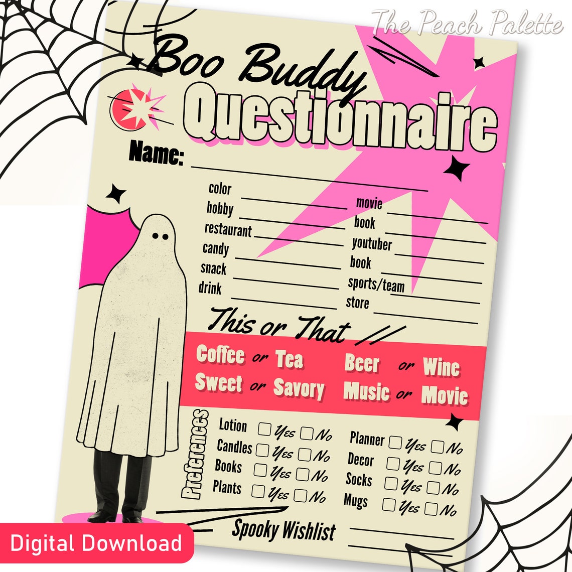 Boo Buddy Basket Questionnaire Printable for Office Coworkers ...