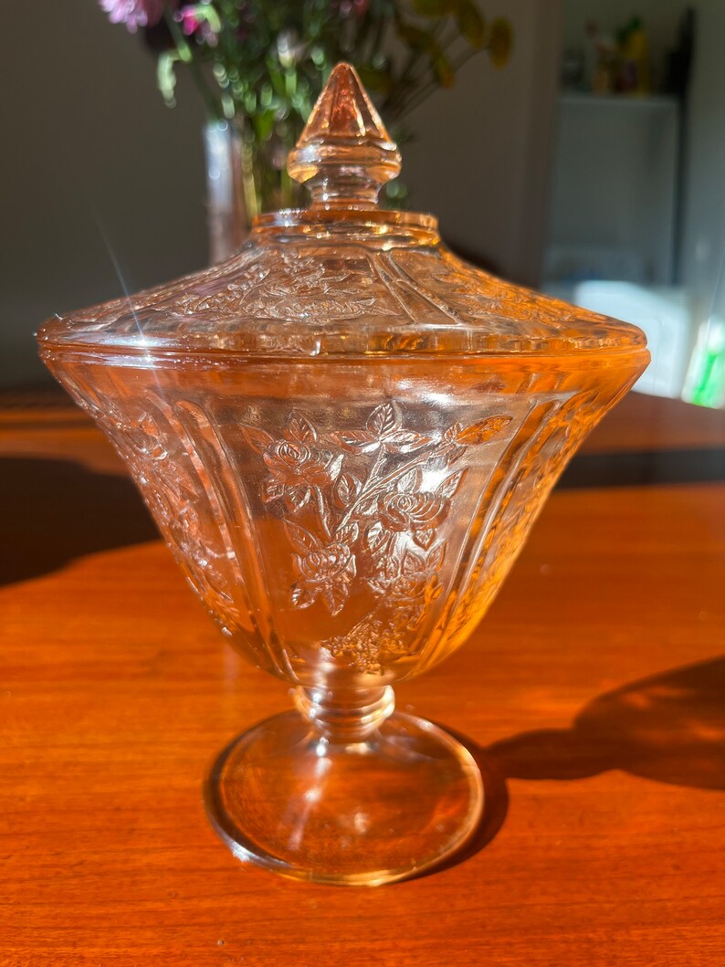 Sharon Pink Depression Glass Candy Dish With Lid - Etsy