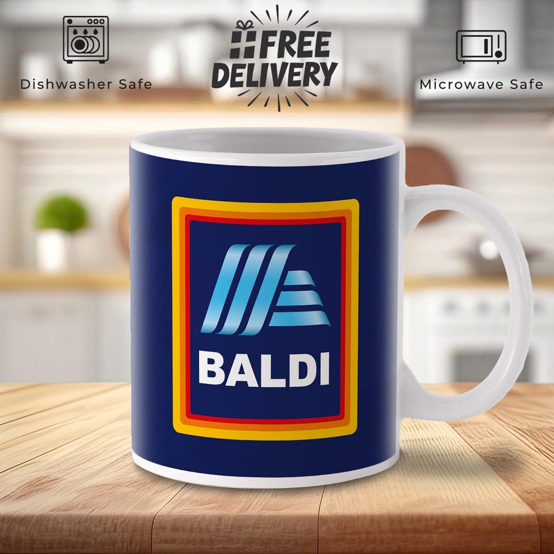 Funny "baldi" Mug: Aldi Logo Parody - Novelty Gift - Etsy UK