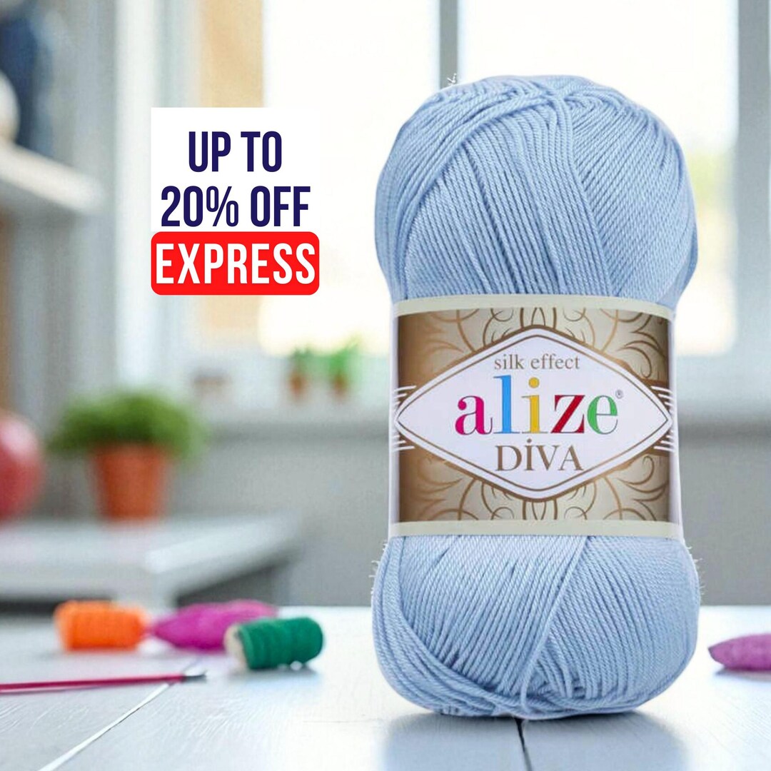 Alize Diva 100g Skein Silky Effect Sport Microacrylic Yarn, Baby Yarn ...