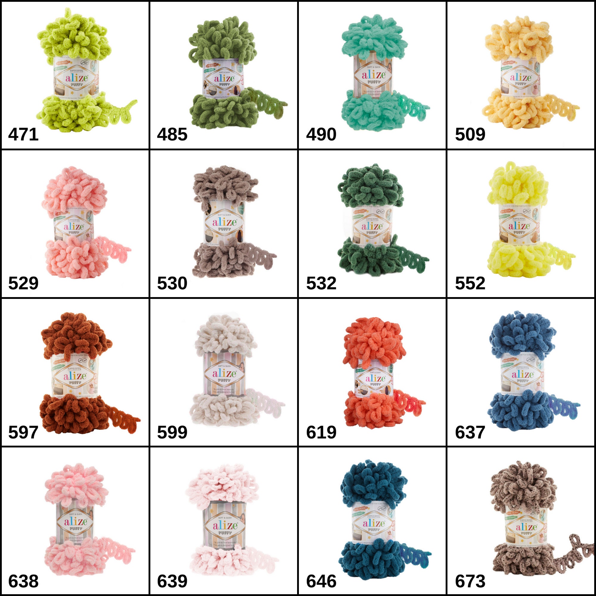 Alize Puffy, Plush Yarn, Finger Knitting Yarn, Yarn for Amigurumi ...