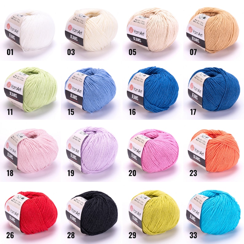 Yarnart Jeans Amigurumi Yarn | Soft Cotton Blend Sport DK 50g for Toys ...
