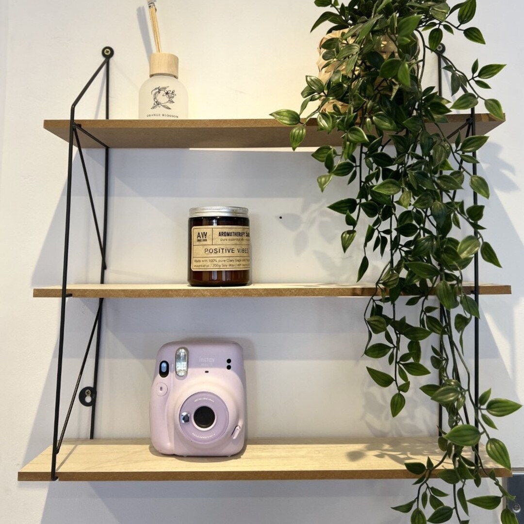 BH Wooden 3 Tier Shelf With Black Metal Frame - Etsy UK