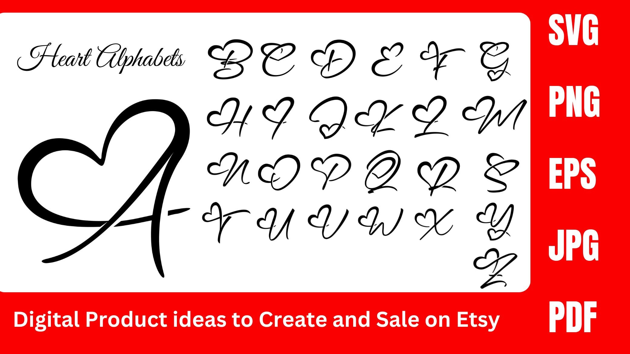 Heart Fonts, Svg, Pdf, Jpg, Eps, Png, Use for Monogram Letters ...