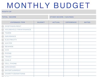 Simple Monthly Budget Planner, Money Tracker, Financial Management ...