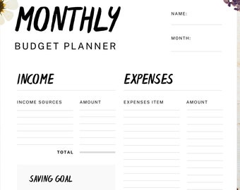 Monthly Budget Planner & Money Tracker Worksheet Template - Organize ...