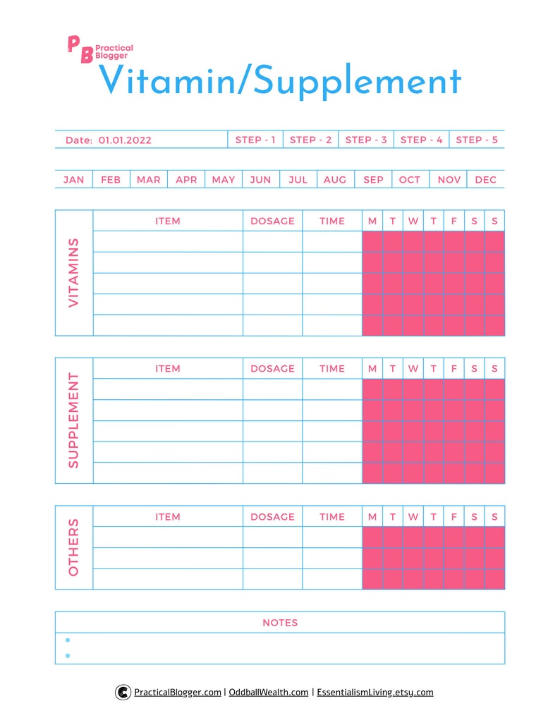 Ultimate Vitamin and Supplement Tracker & Planner - Printable PDF ...