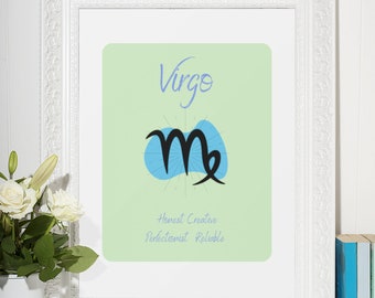 Zodiac Sign Digital Print, Libra, Virgo, Scorpio, Star Sign Printable ...