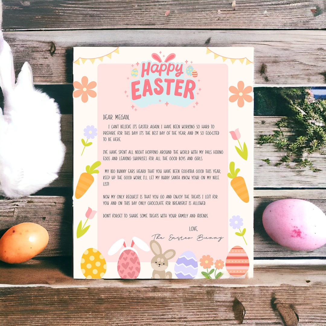 Easter Letter From Bunny Printable Customised, Kids Easter Keepsake ...