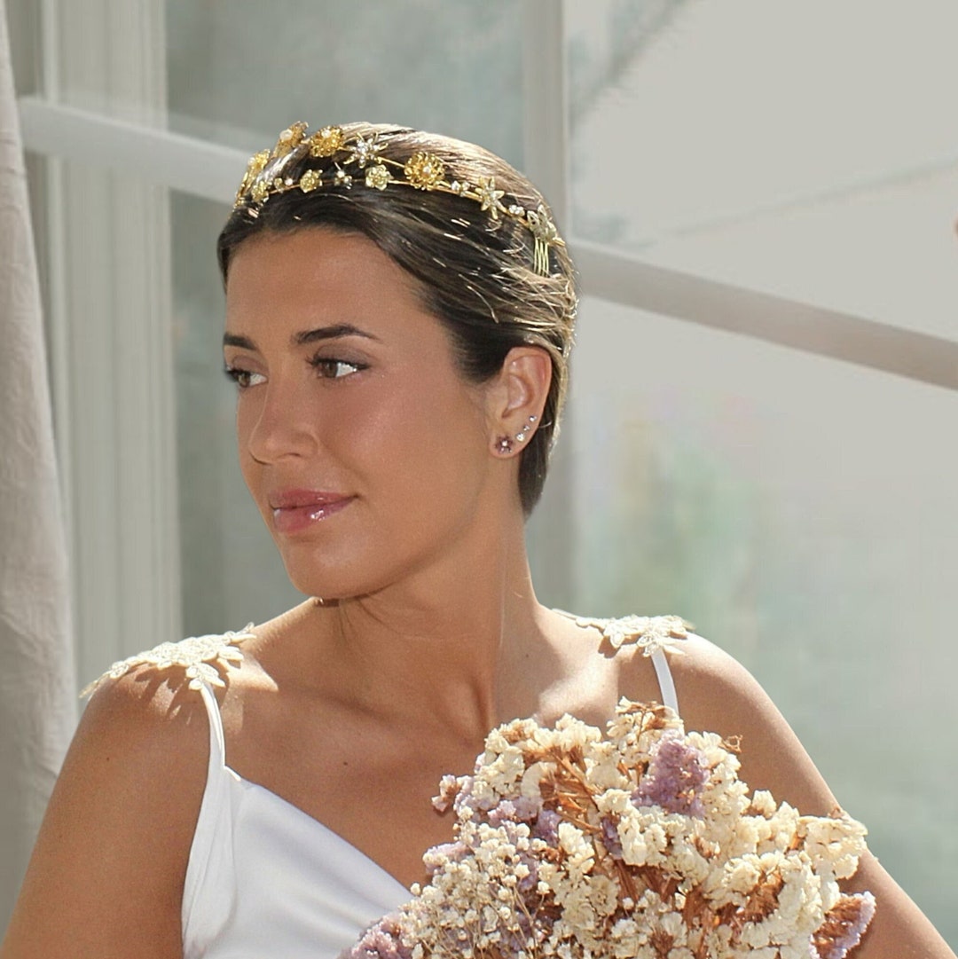 GREEK GODDESS CROWN Natural Stones & Gold Plated Crown for - Etsy