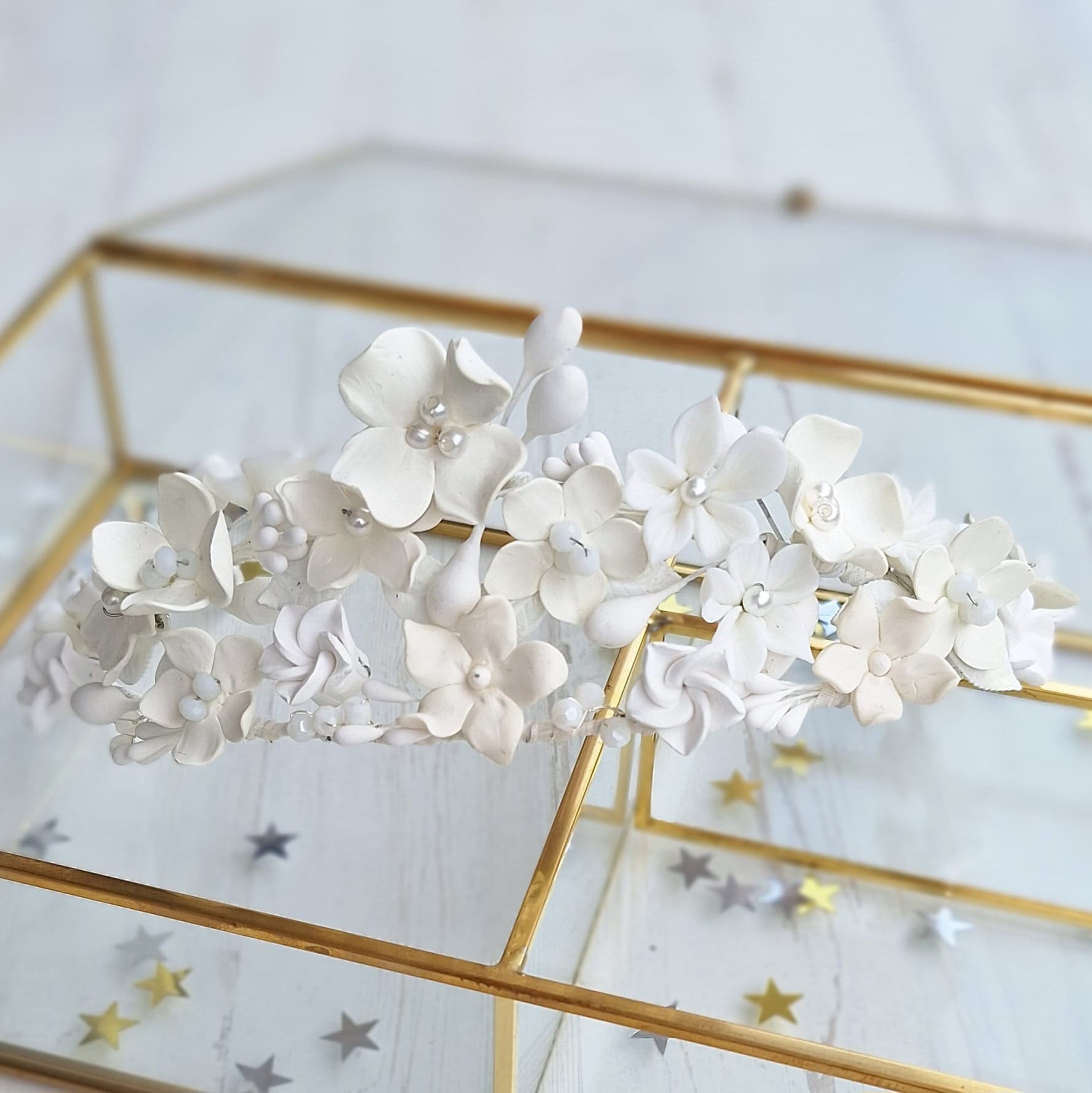 Handmade Bridal Tiara Delicate Porcelain Flowers for Lightweight ...