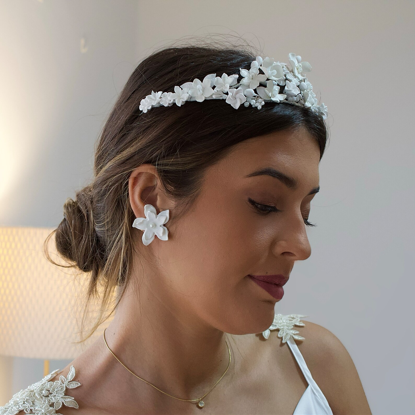 Handmade Bridal Tiara Delicate Porcelain Flowers for Lightweight ...