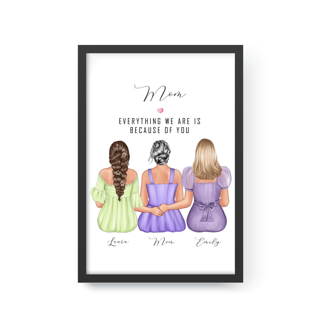 Personalized Mother’s Day Print, Custom Family Portrait, Mother and ...