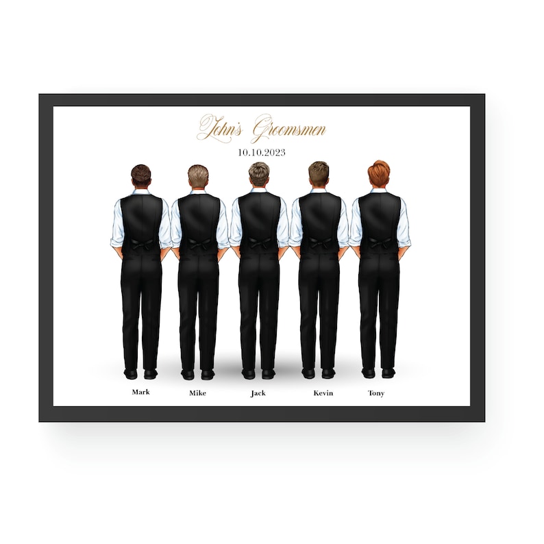 Customized Groom Tribe Portrait, Male Besties, Groom's Maid Gift, Best ...