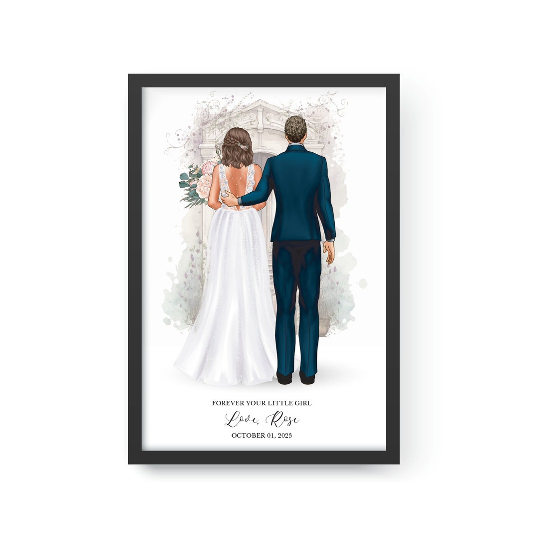 Personalized Bride and Dad Portrait, Father of the Bride Gift, Bride ...