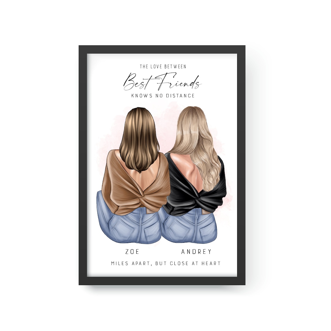 Custom Best Friends Portrait, Personalized Gift, Best Friend Gift ...