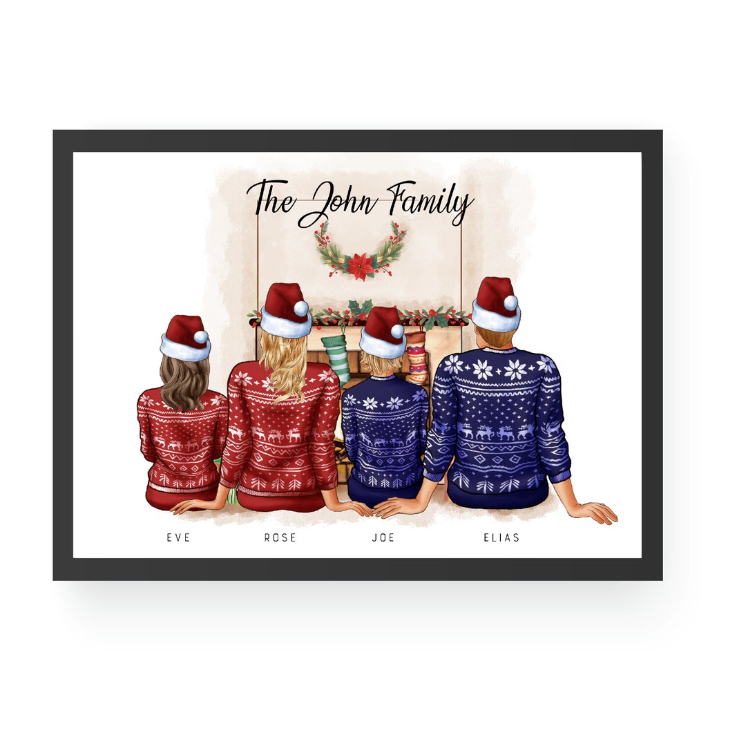 Custom Christmas Family Portrait, Christmas Gifts, Christmas Gift for ...