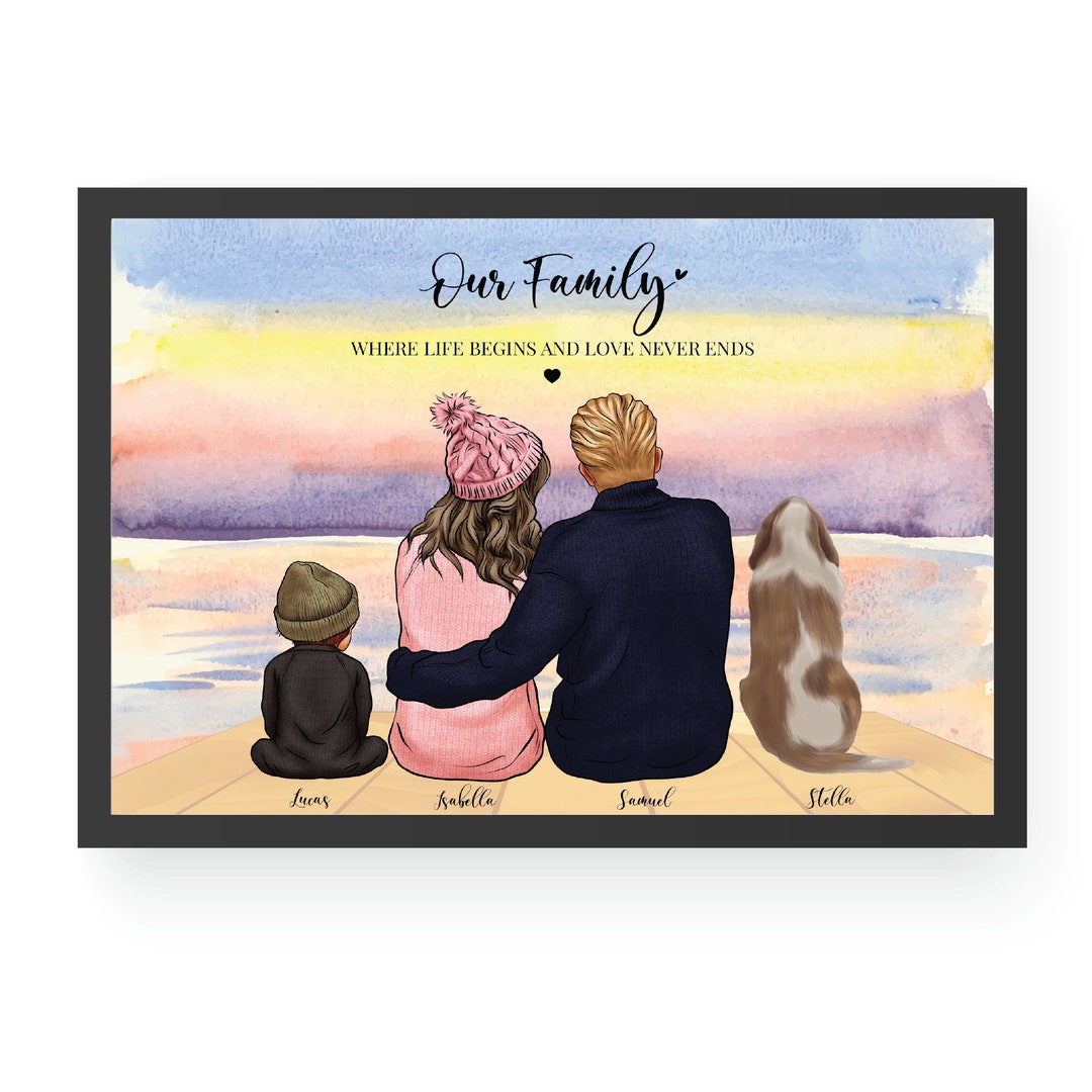 Personalized Family Portrait, Custom Xmas Gifts, Family Print, Gift for ...