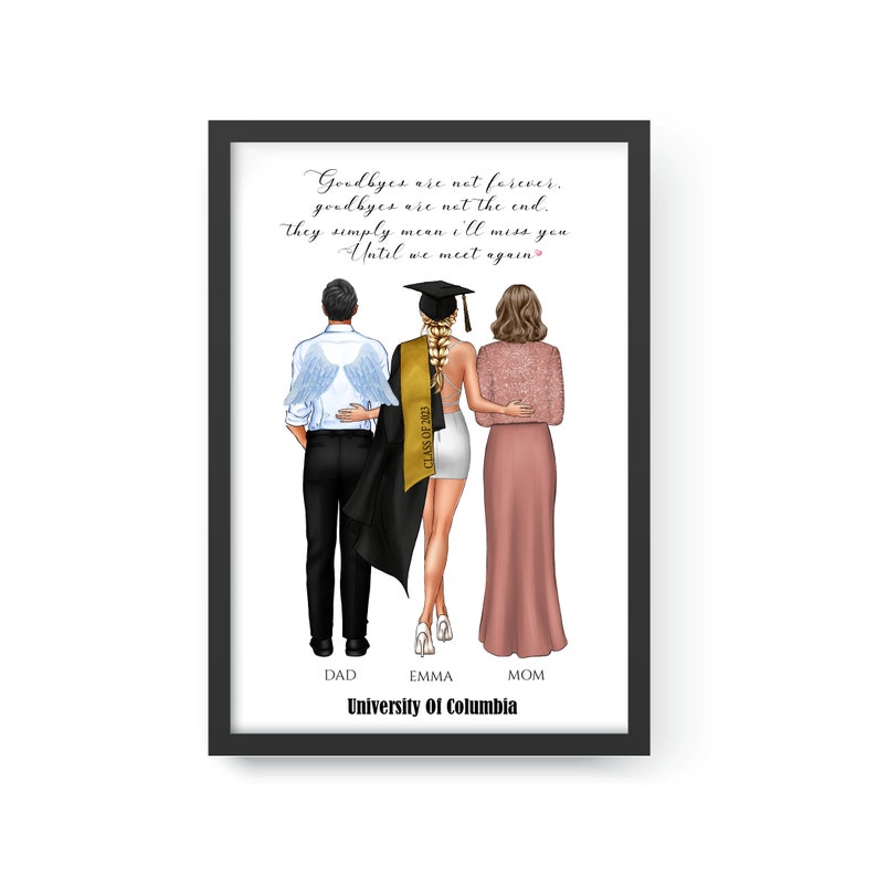Personalized Graduation Memorial Portrait, Parents Remembrance Print ...