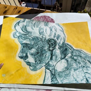 Original Oil Painting - Summer Boy - Drawing Green Pastel & Light ...