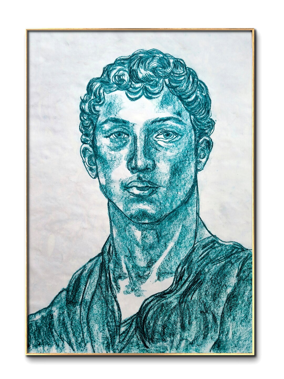 Original Draw Roman Male Emerald Green Oil Pastel Handsome Elegant ...