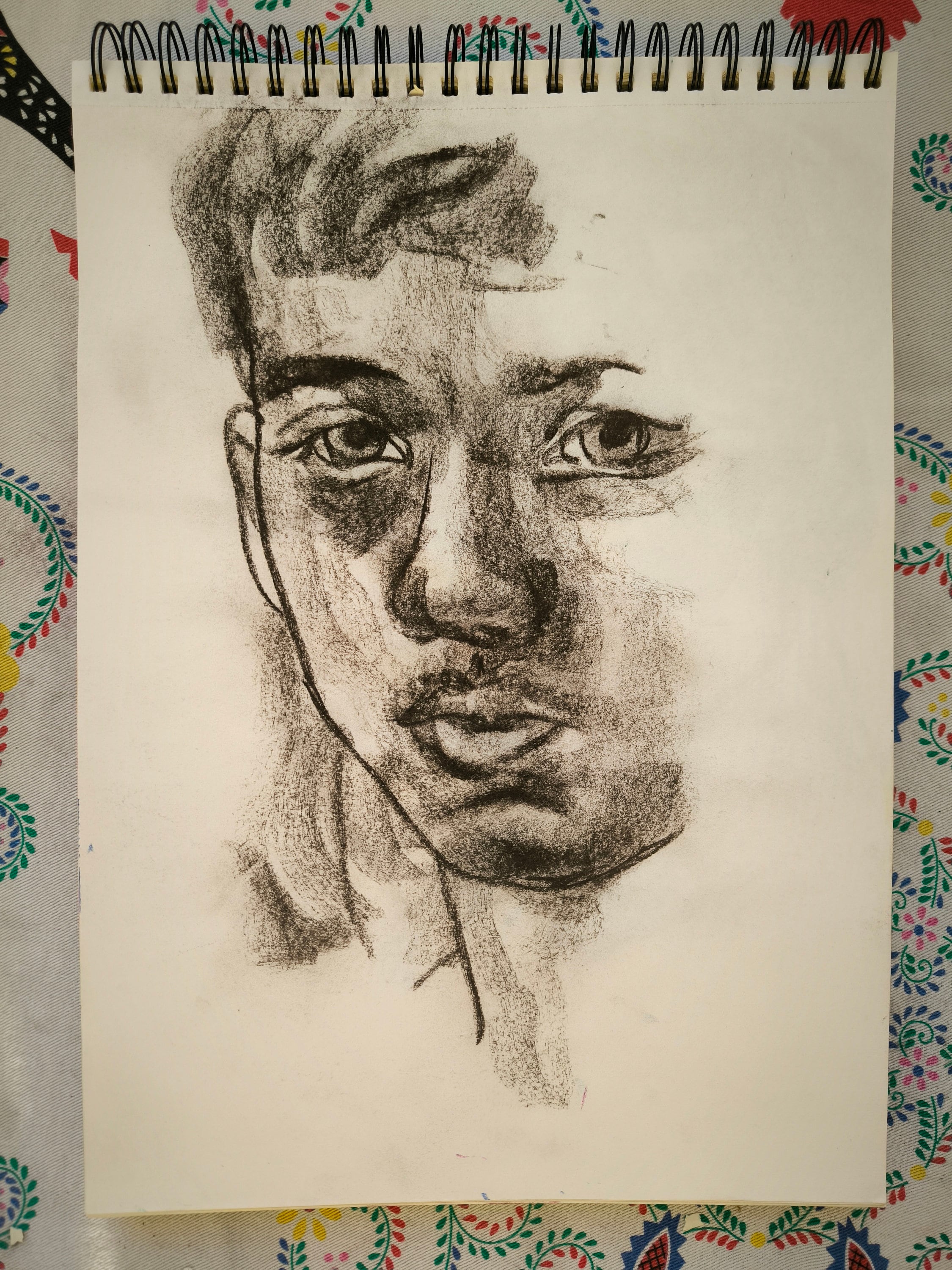 Teen Boy Model Face Sketch Paper A3 Size Black Brown Oil - Etsy