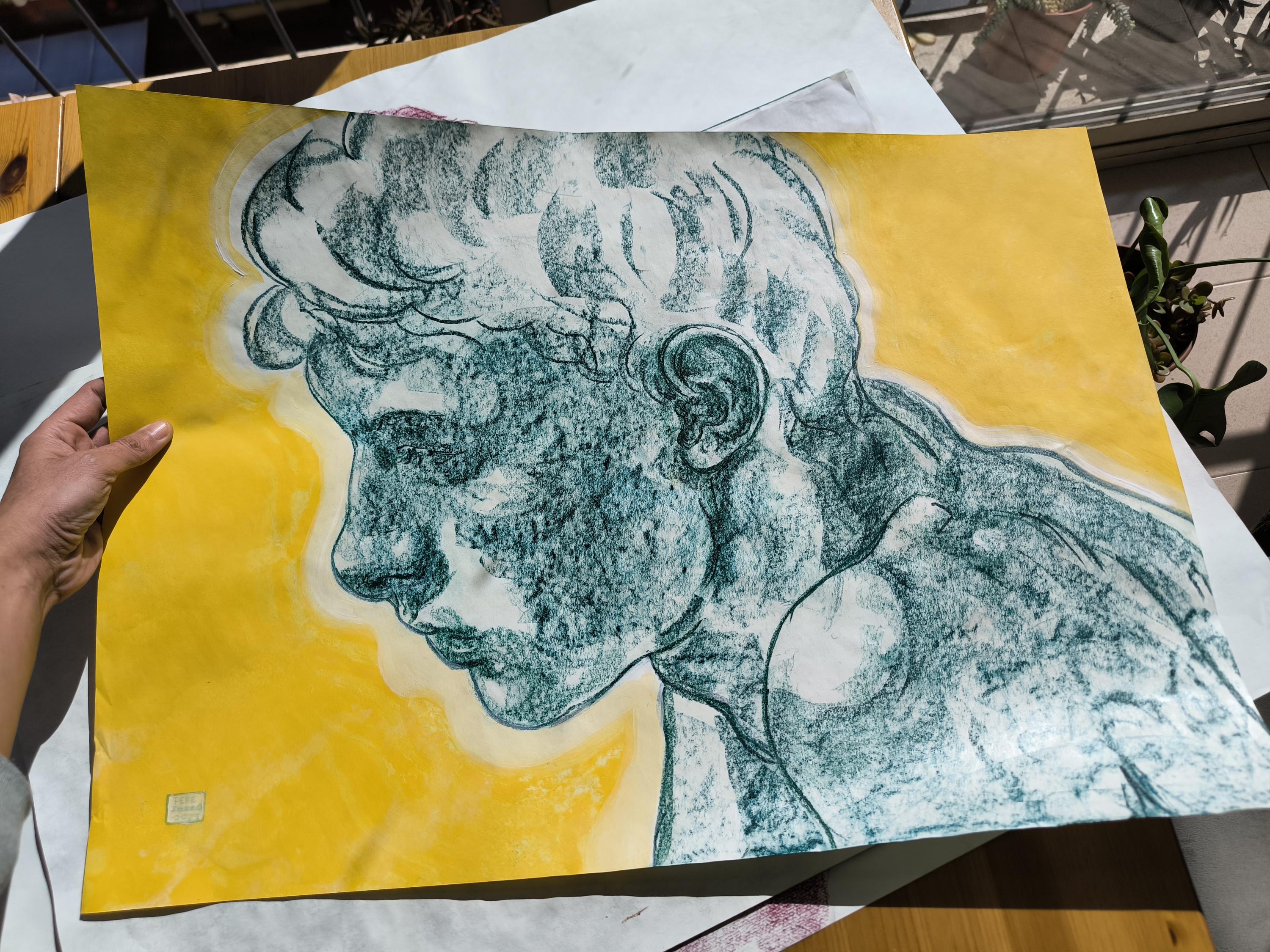 Original Oil Painting - Summer Boy - Drawing Green Pastel & Light ...