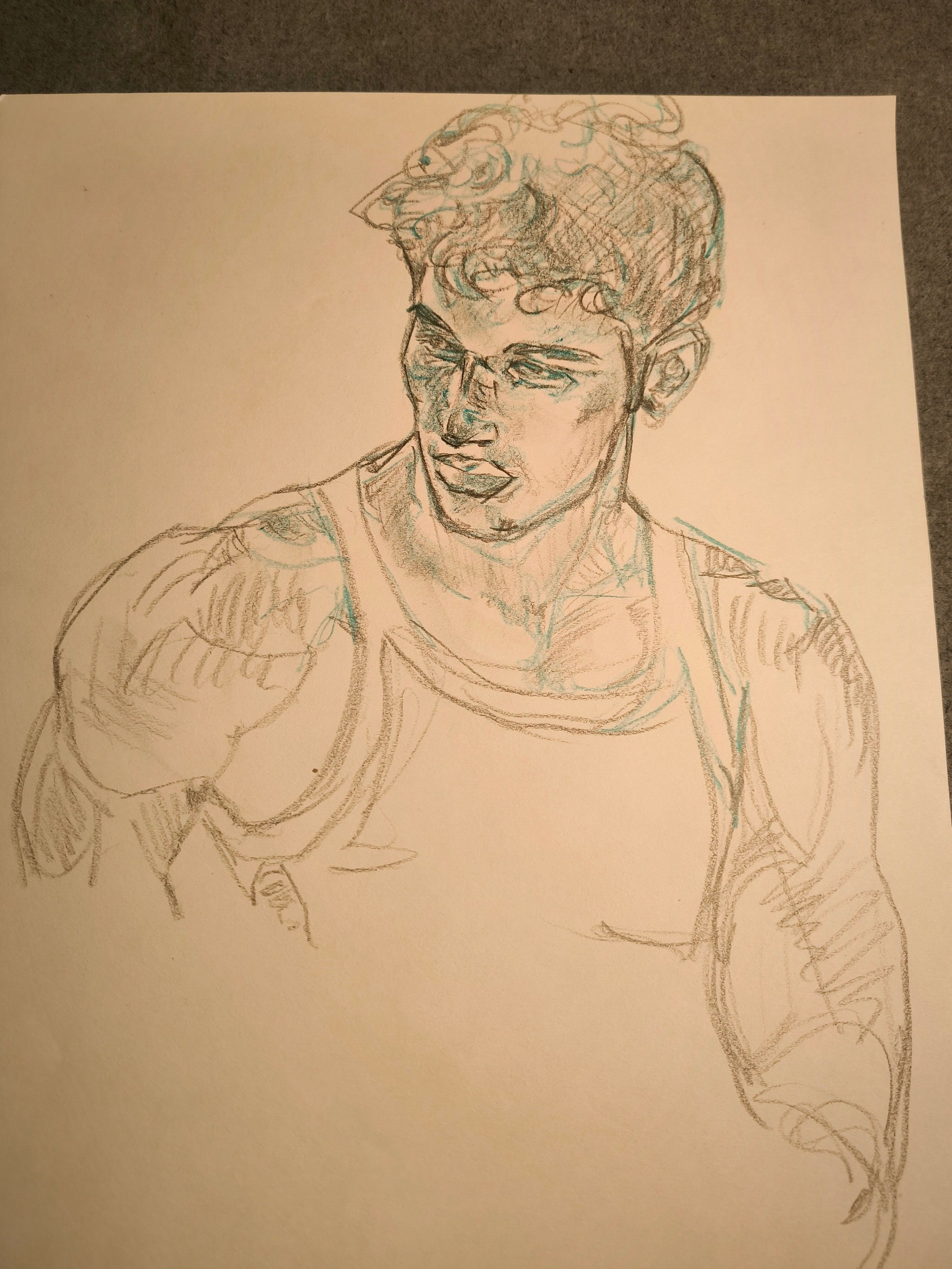 Male Model Sketch Paper A3 Size Multiple Black Blue Pen Color Handmade ...