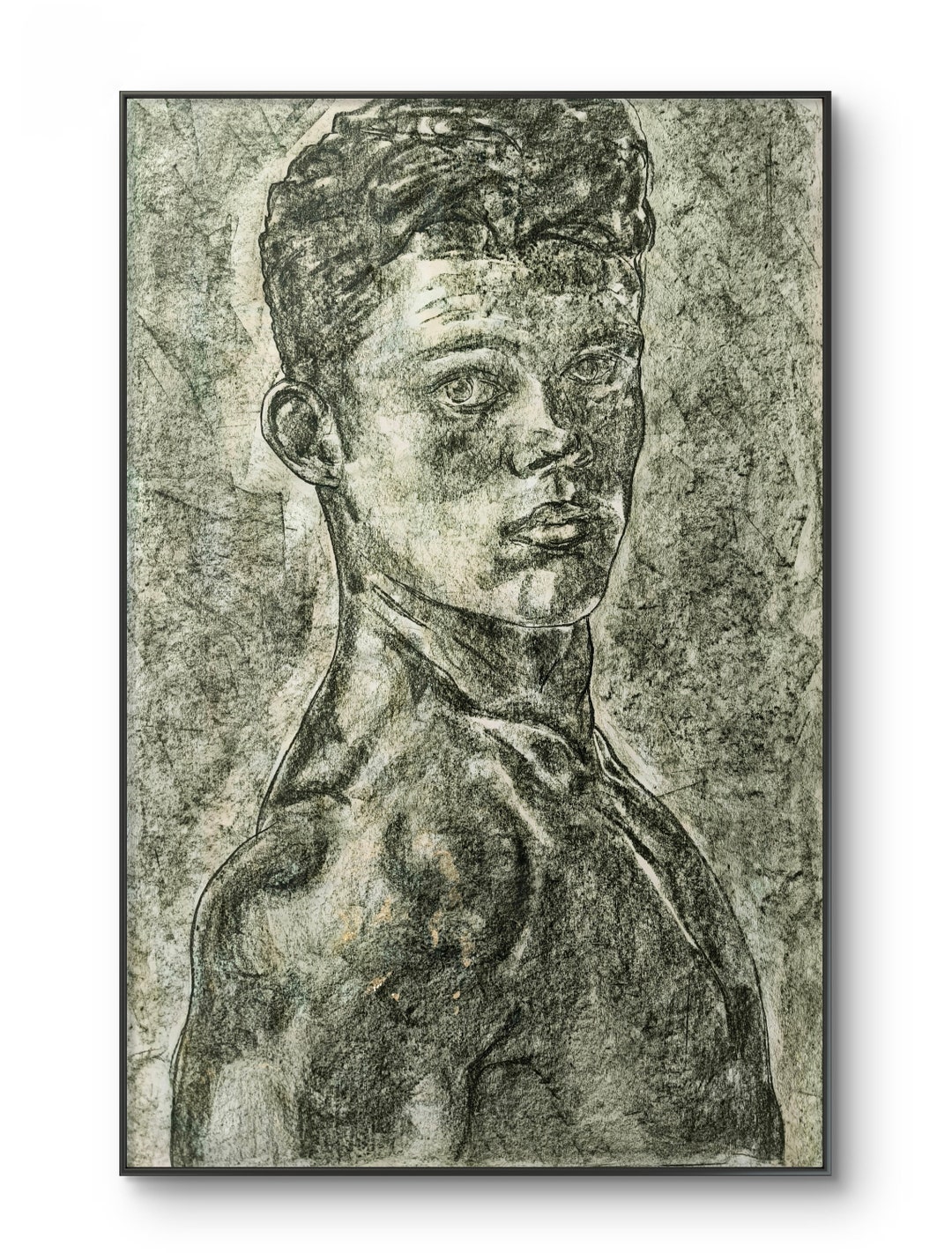 Original Draw Vintage Male Huge Portrait Big Size Face Handsome Model ...