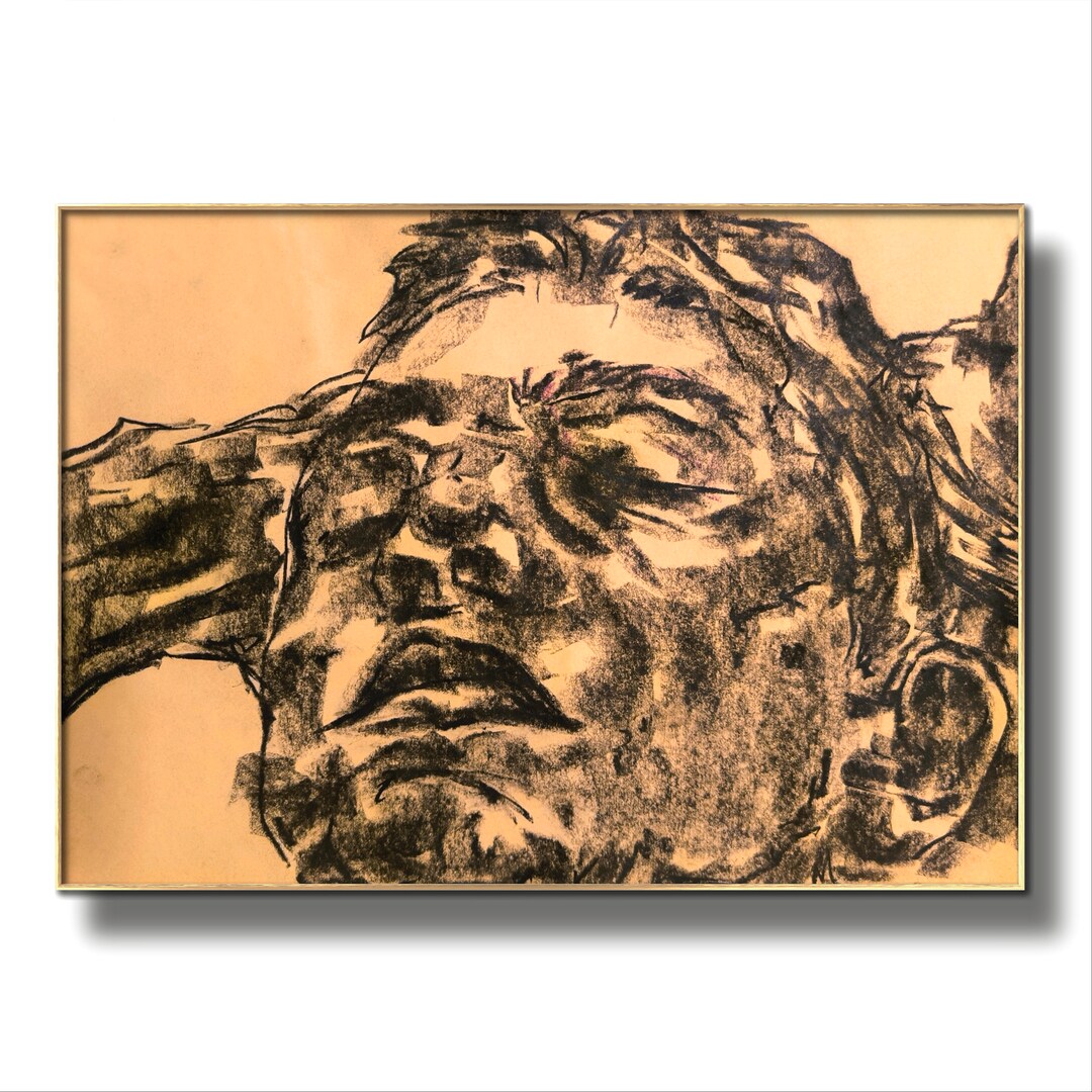 Summer Calm Boy Face - Paper Small Size A4 Brown Oil Pastel Love Art ...