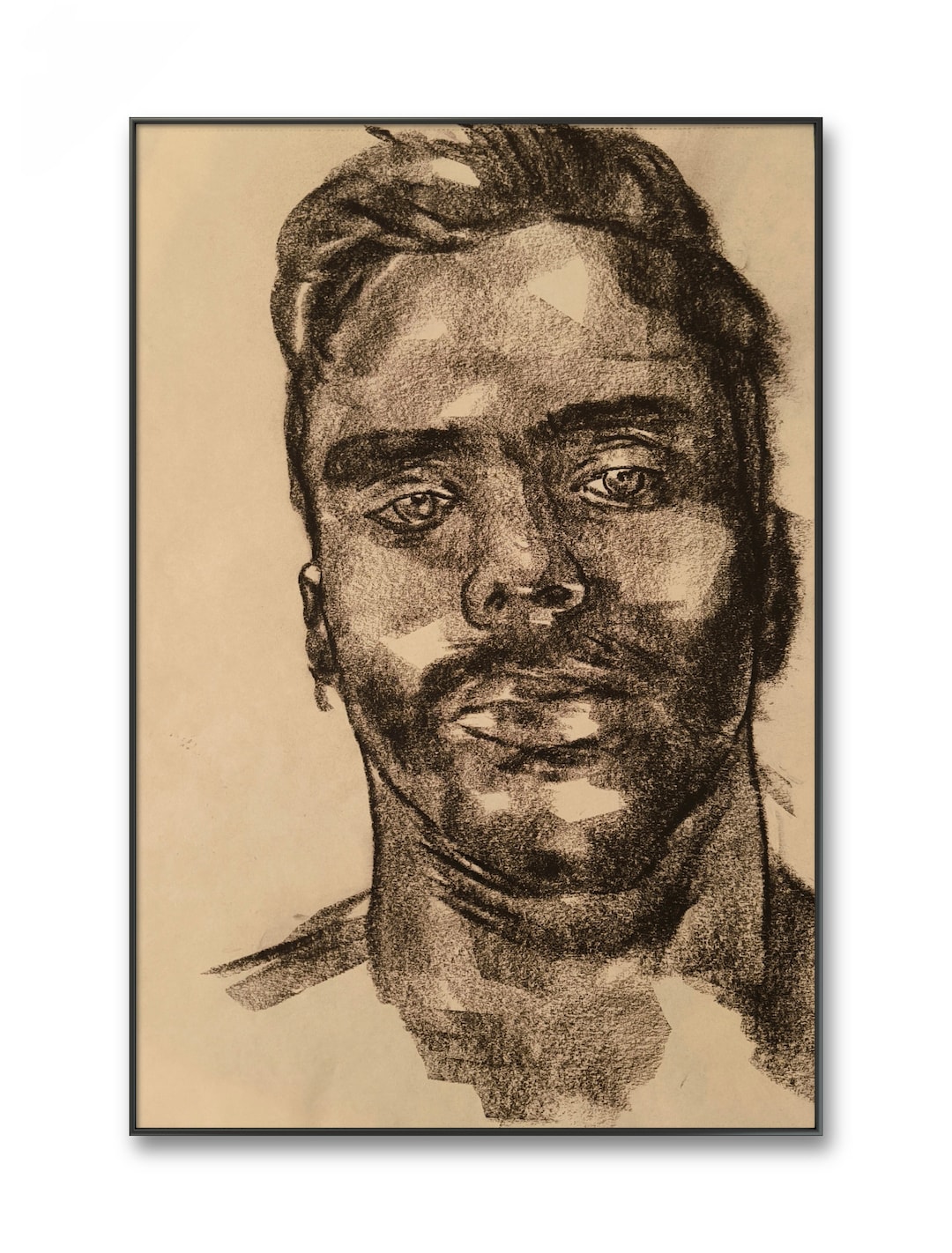Brian Face Portrait - Paper A3 Size Brown Oil Pastel Elegant Draw Male ...