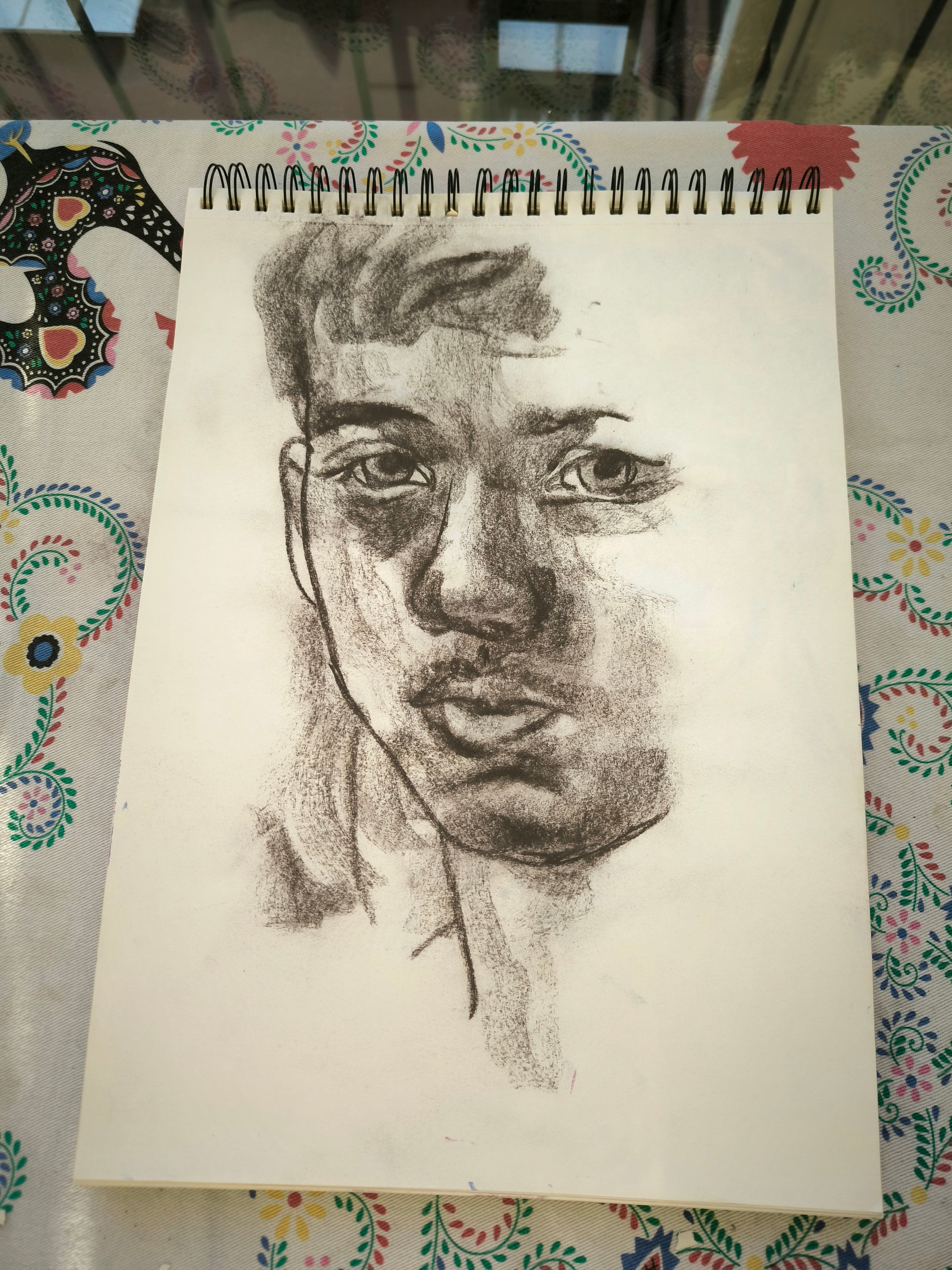 Teen Boy Model Face Sketch Paper A3 Size Black Brown Oil - Etsy