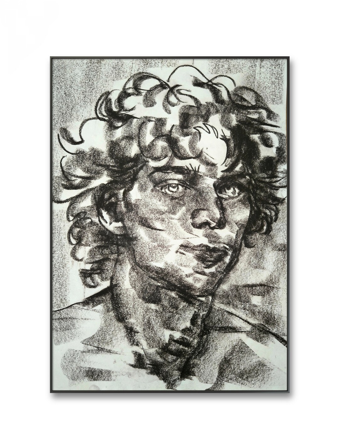Original Draw - Giorgio Face Portrait Paper A3 Size Brown Oil Pastel ...