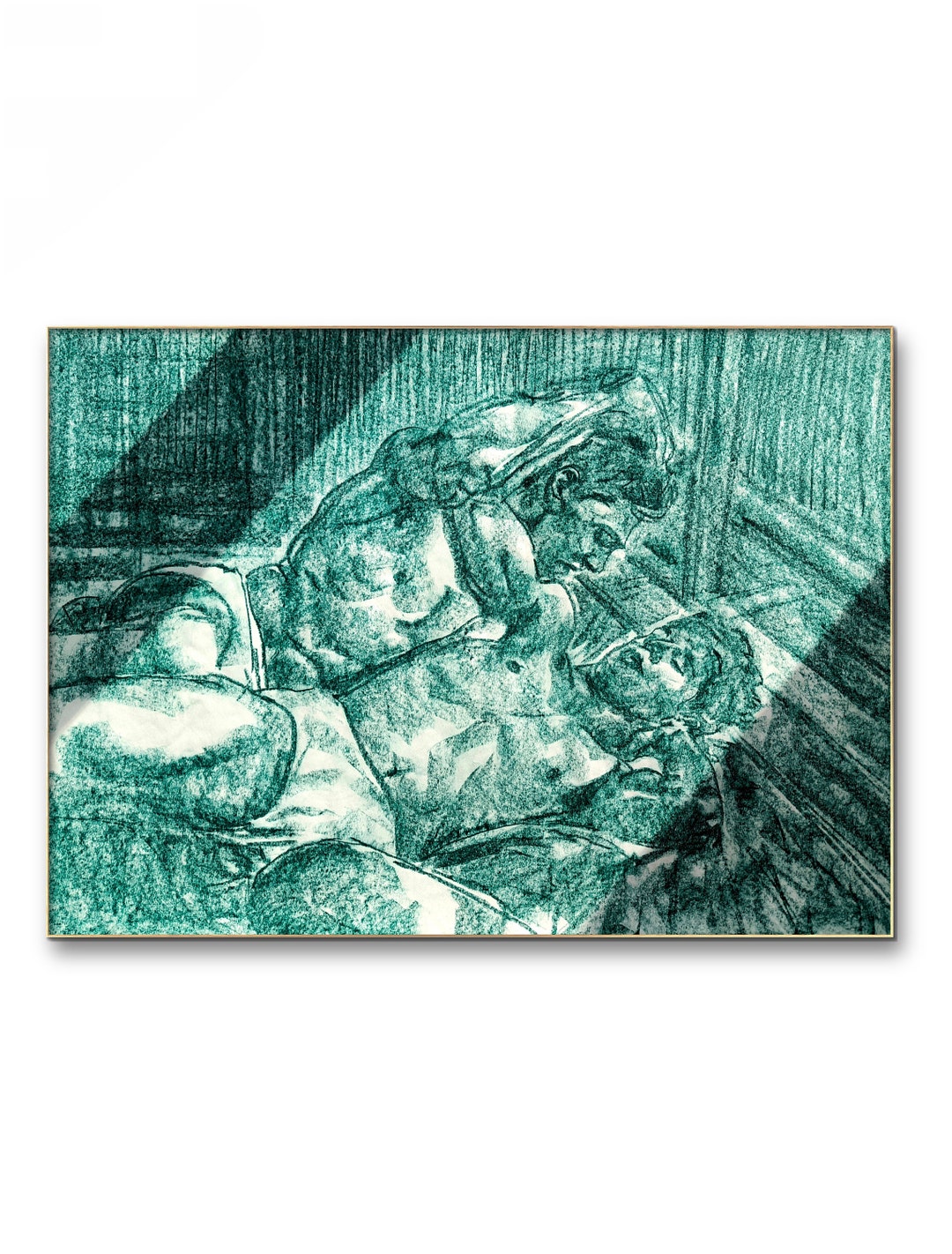 Original Draw Bromance Friends Wrestling Bed Night Sex Fight Green Gay ...