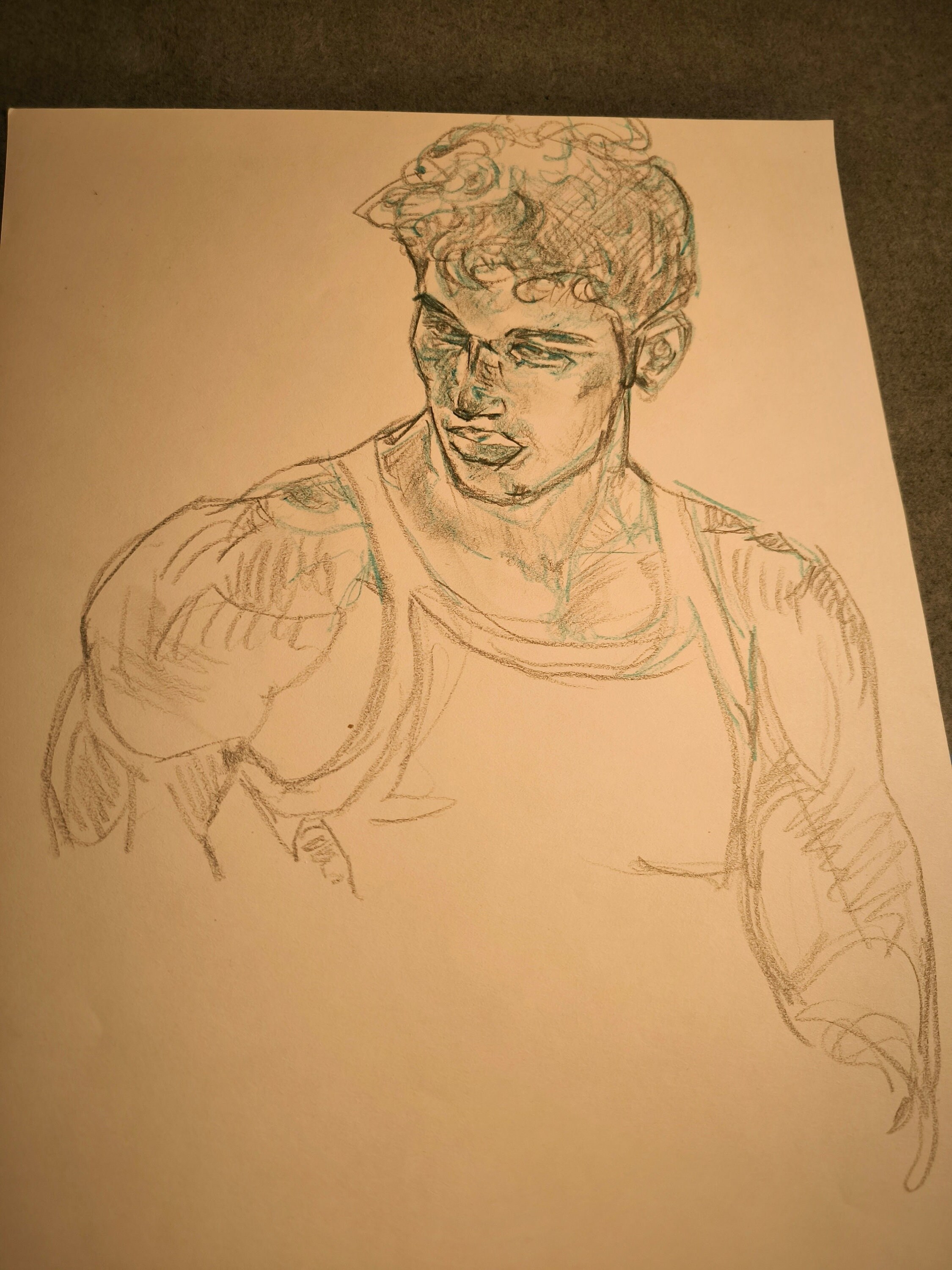 Male Model Sketch Paper A3 Size Multiple Black Blue Pen Color Handmade ...