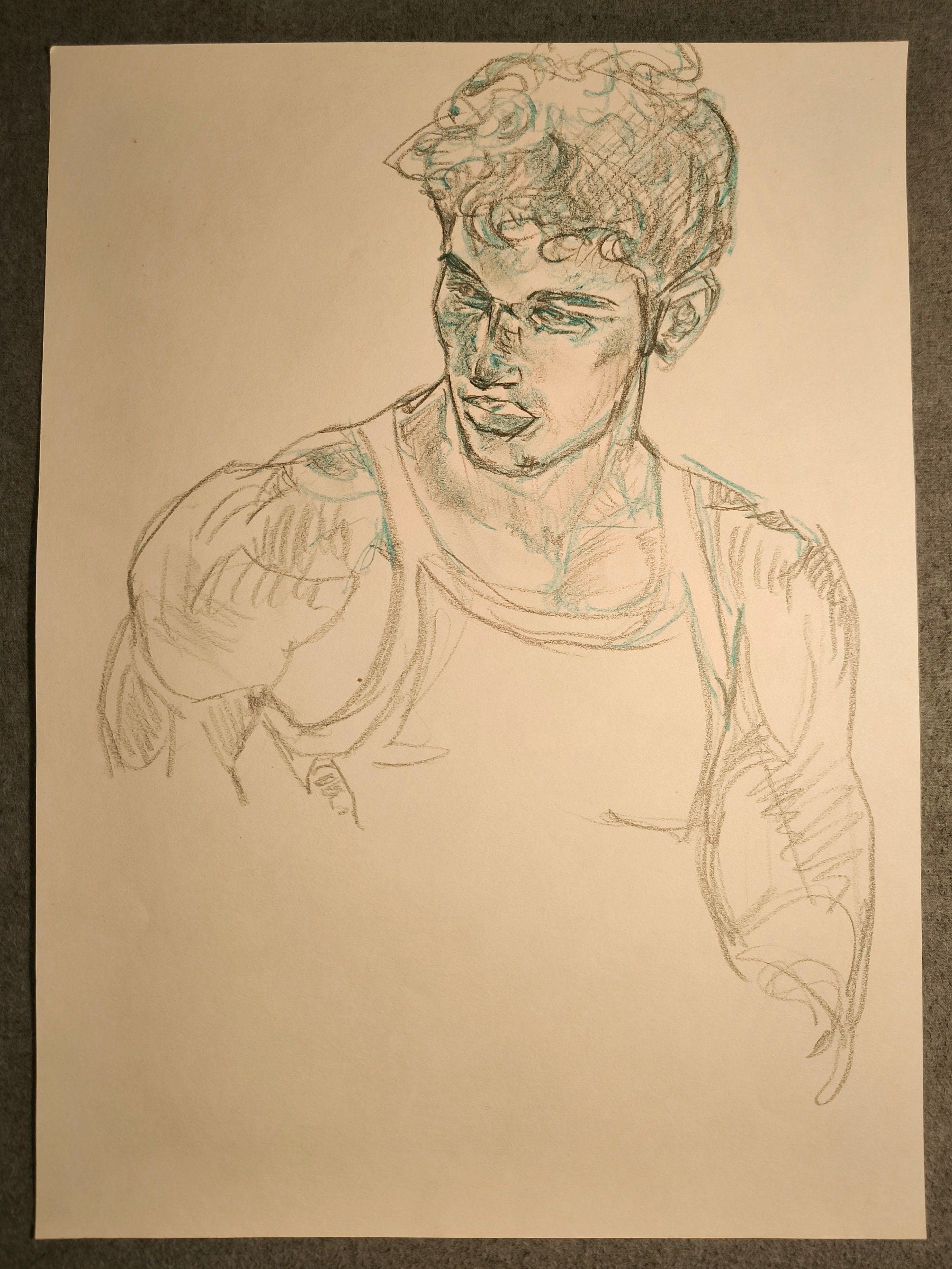 Male Model Sketch Paper A3 Size Multiple Black Blue Pen Color Handmade ...