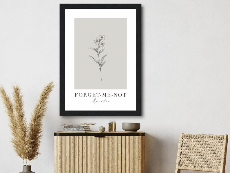 Forget-me-not Monochromatic Poster, Floral Wall Art, Modern ...
