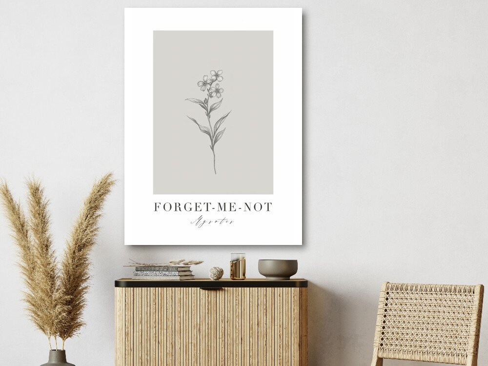 Forget-me-not Monochromatic Poster, Floral Wall Art, Modern ...