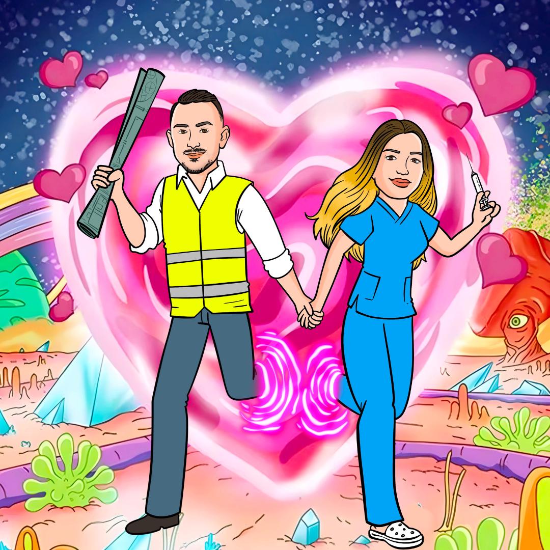 Custom Rick Style Portrait, Cartoon Couple Portrait Gift, Personalized ...