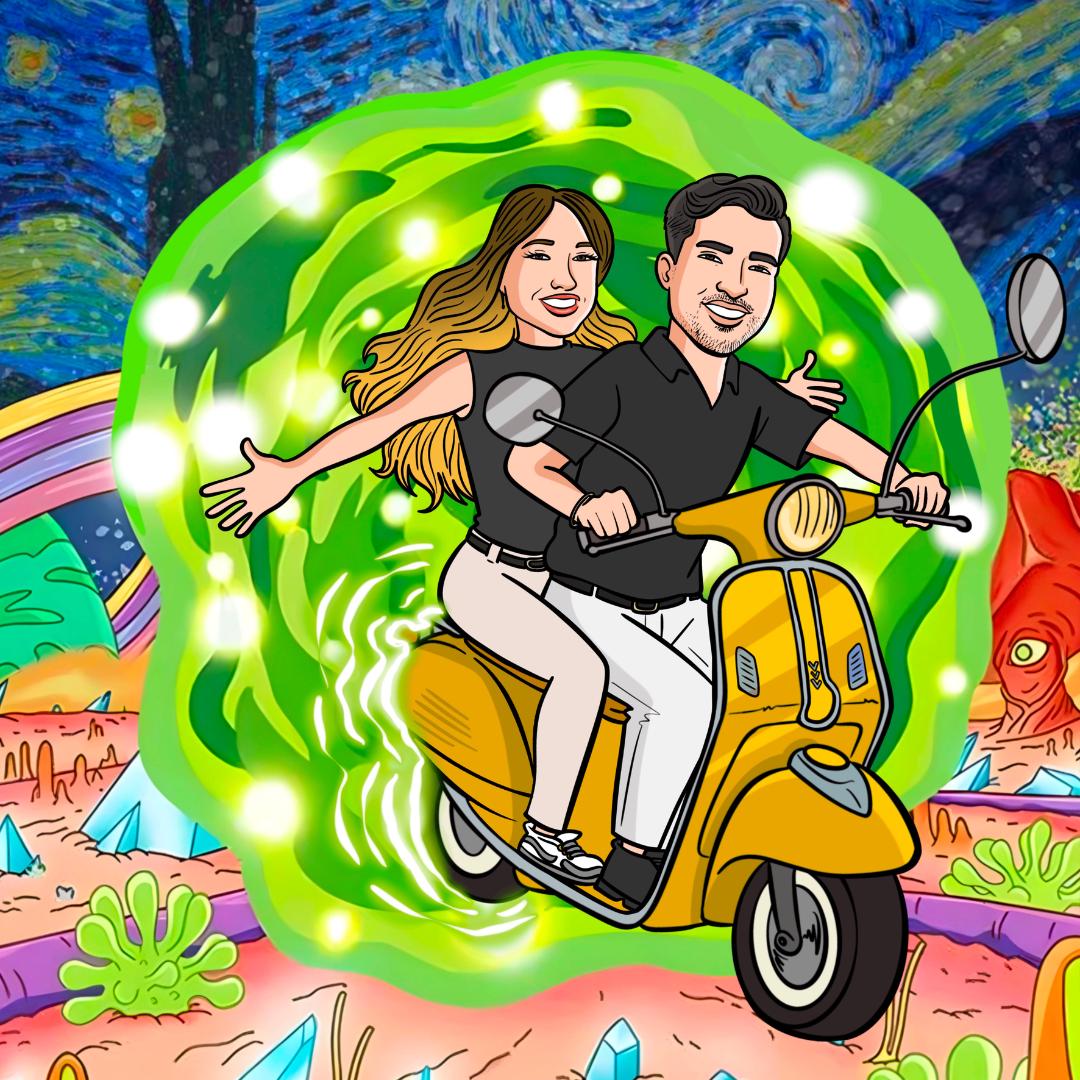 Custom Rick Style Portrait, Cartoon Couple Portrait Gift, Personalized ...