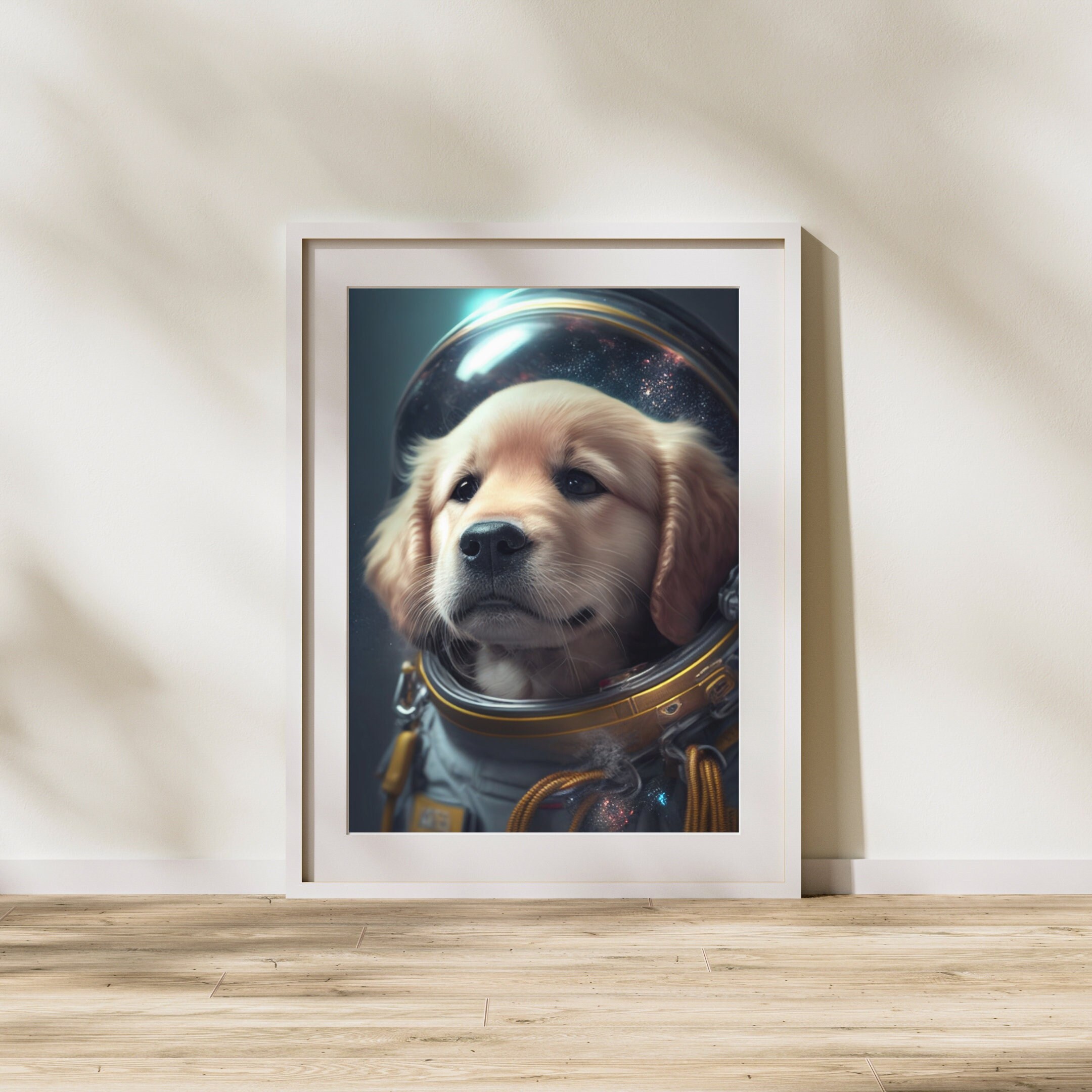 Astronaut Puppy, Golden Retriever, Wall Art, Digital Print Download ...